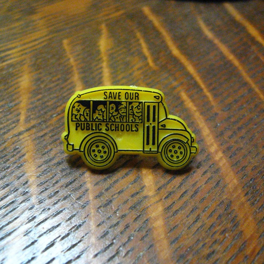 Yellow Student School Bus Vintage Lapel Pin - Gem